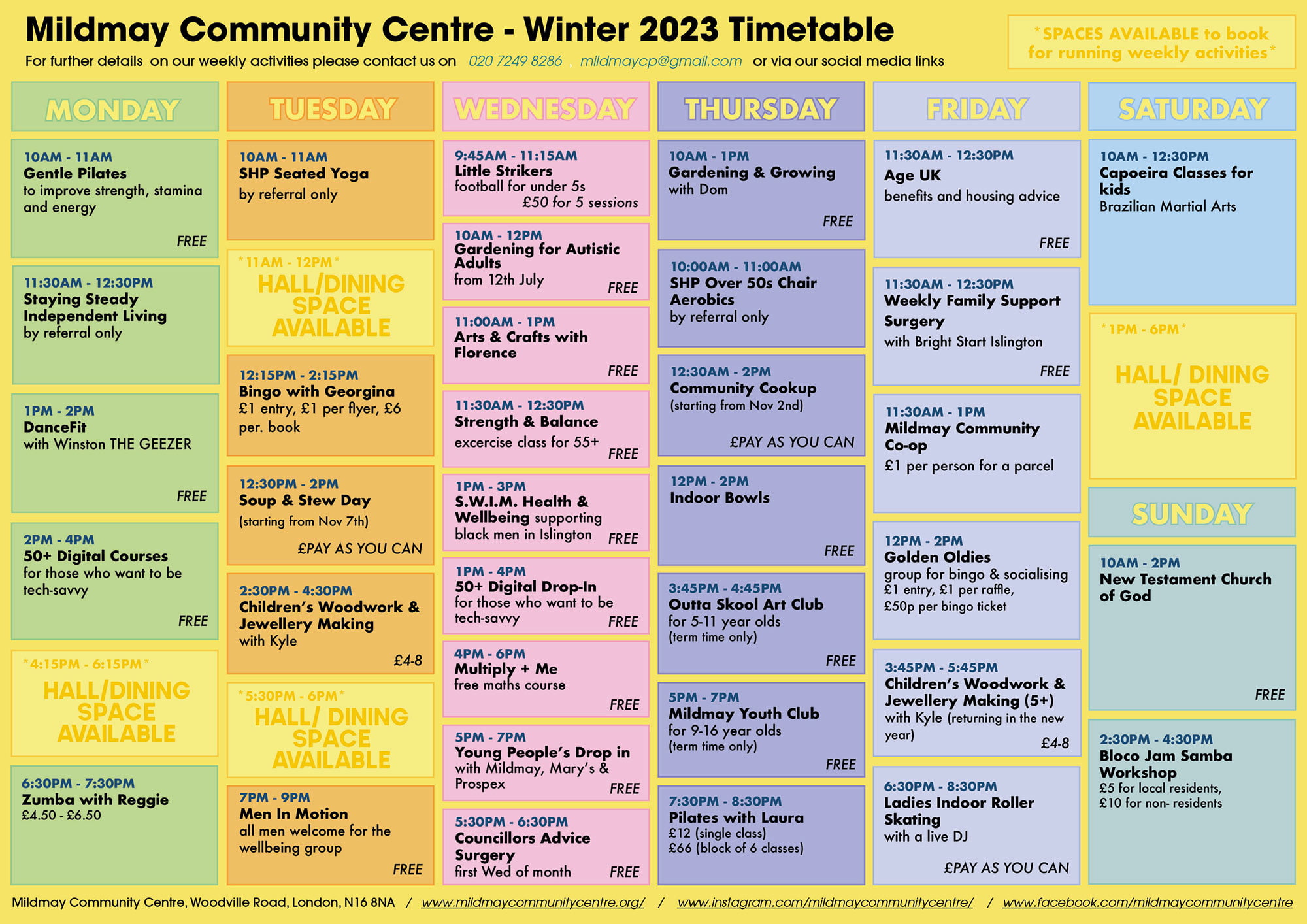 Whats on at Mildmay Community Centre - Mildmay Community Centre