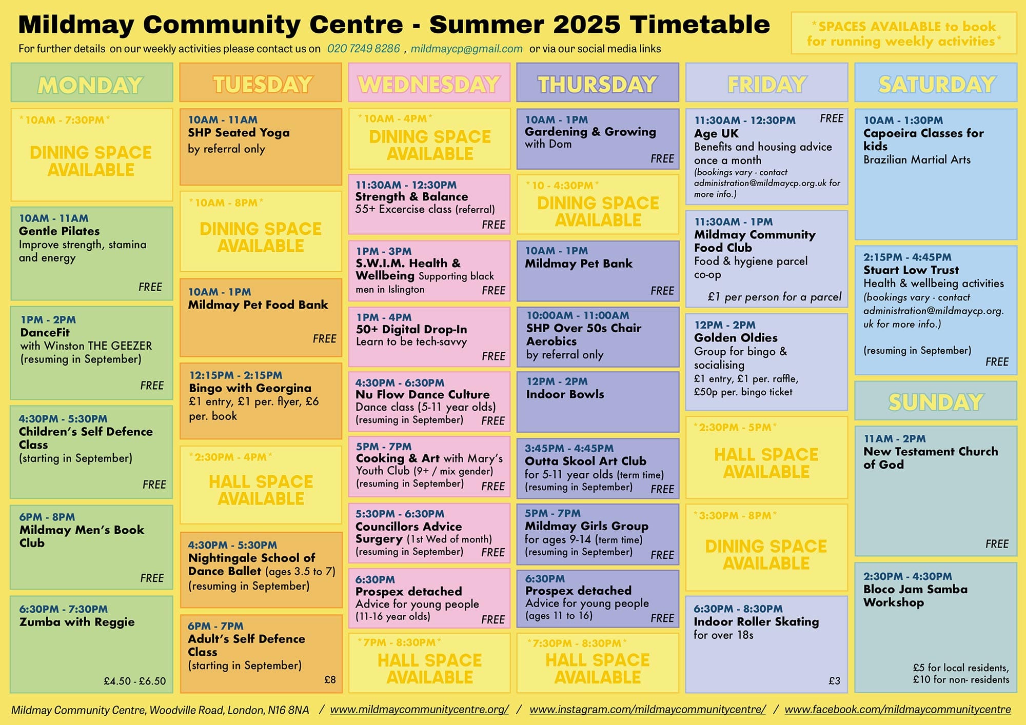 Whats on at Mildmay Community Centre - Mildmay Community Centre